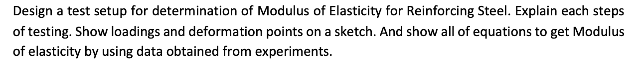 Solved Design a test setup for determination of Modulus of | Chegg.com