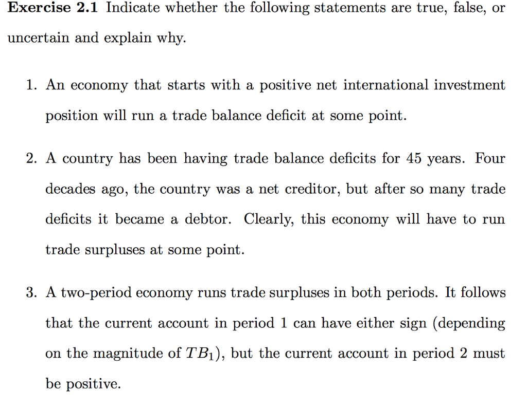 Solved Exercise 2.1 Indicate whether the following | Chegg.com