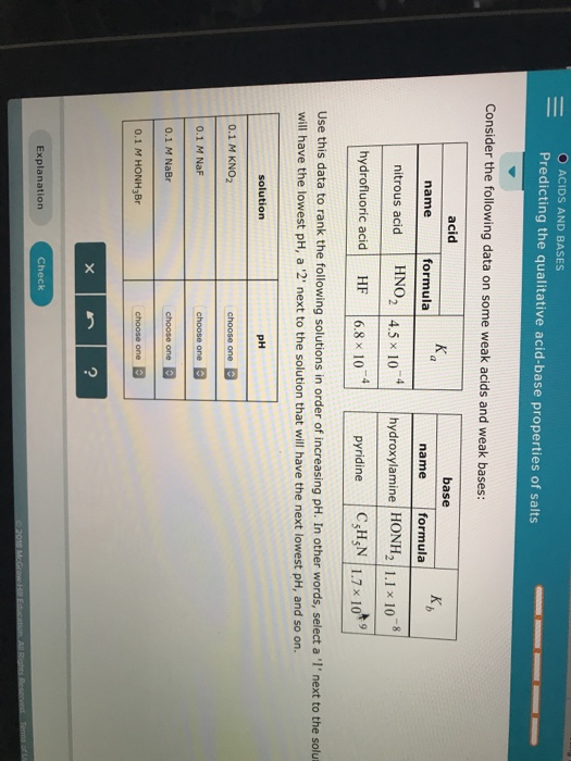 Solved ? ACIDS AND BASES Predicting the qualitative | Chegg.com