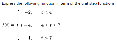 Solved Express the following function in term of the unit | Chegg.com