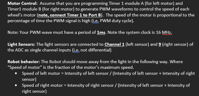 Motor Control: Assume that you are programming Timer | Chegg.com