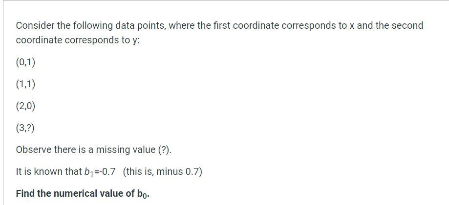 Solved Consider the following data points, where the first | Chegg.com