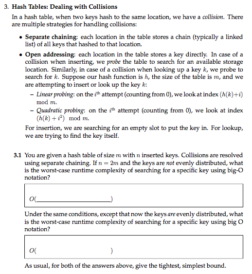 3. Hash Tables: Dealing with Collisions In a hash | Chegg.com 3. Hash Tables: Dealing with Collisions In a hash | Chegg.com