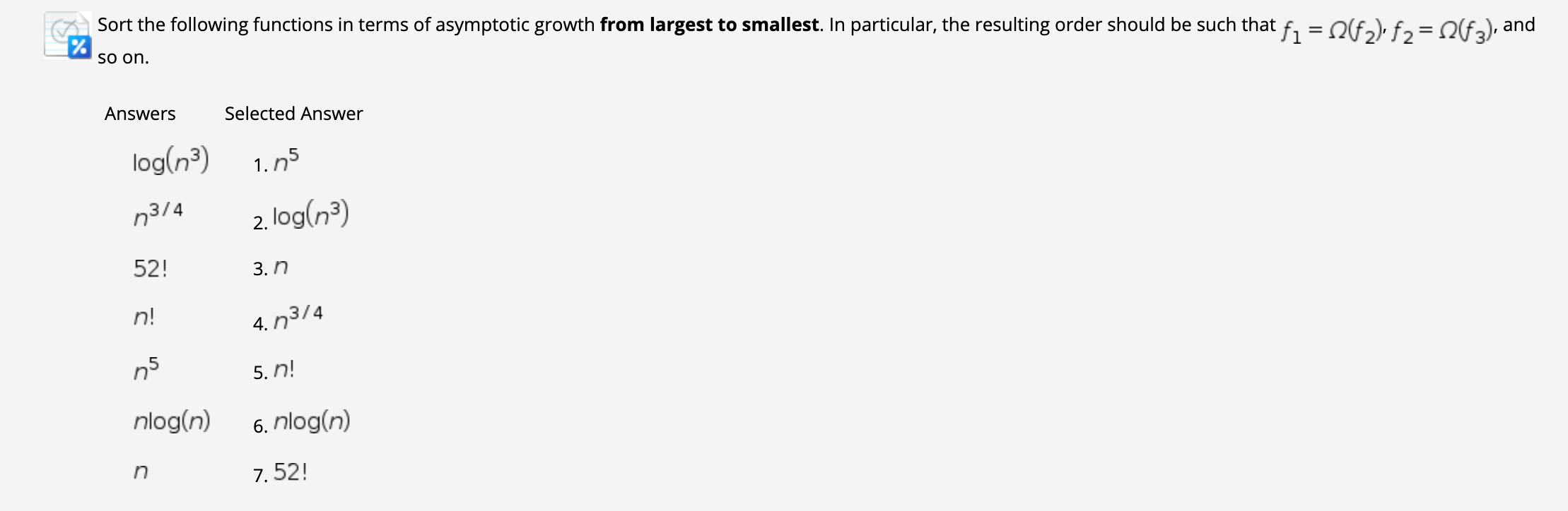 Solved Sort the following functions in terms of asymptotic | Chegg.com