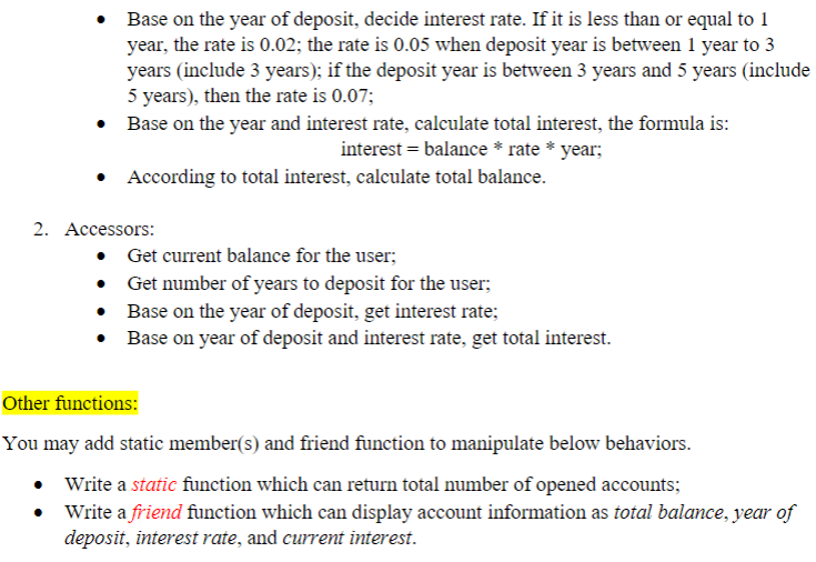 Solved Develop an application that simulates bank account | Chegg.com