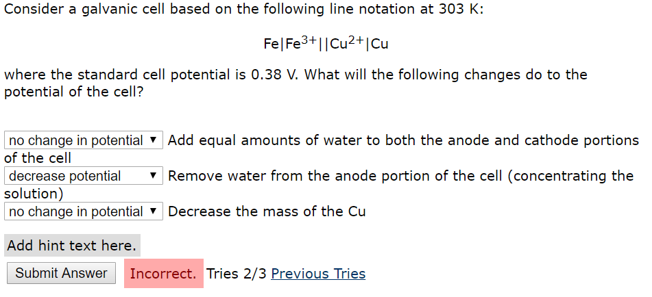 Solved Consider a galvanic cell based on the following line | Chegg.com
