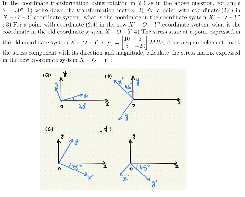 Solved In the coordinate transformation using rotation in 2D | Chegg.com