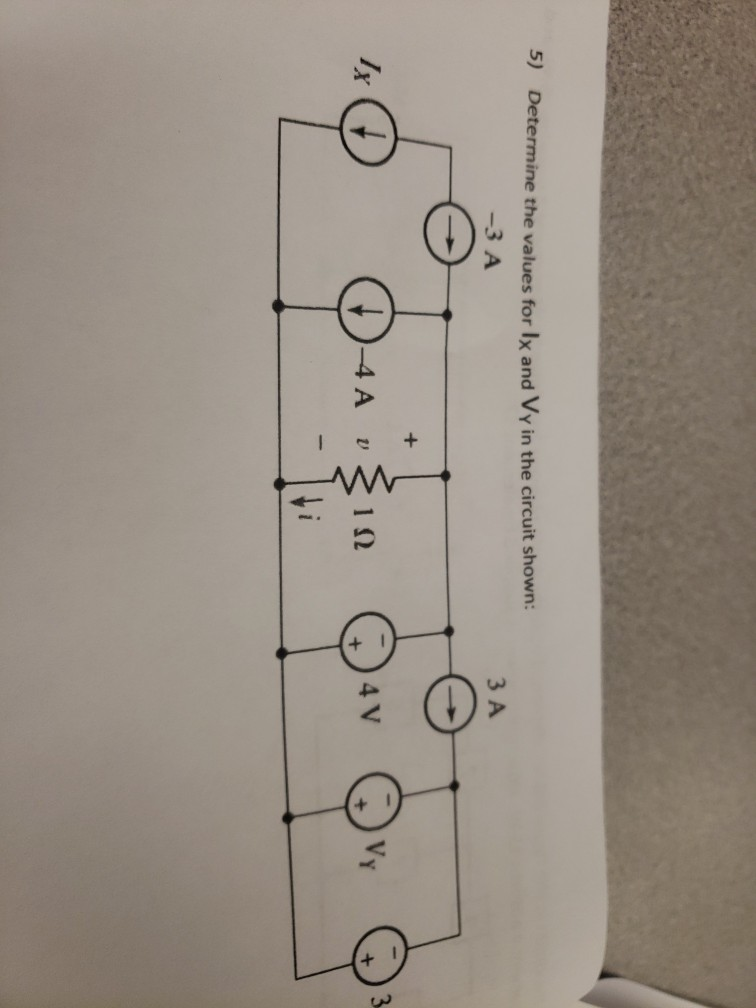 Solved 5) Determine the values for Ix and Vy in the circuit | Chegg.com