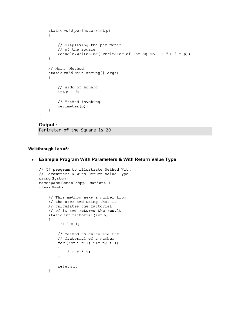 Method Calling Walkthrough Lab #1: Method Invocation | Chegg.com