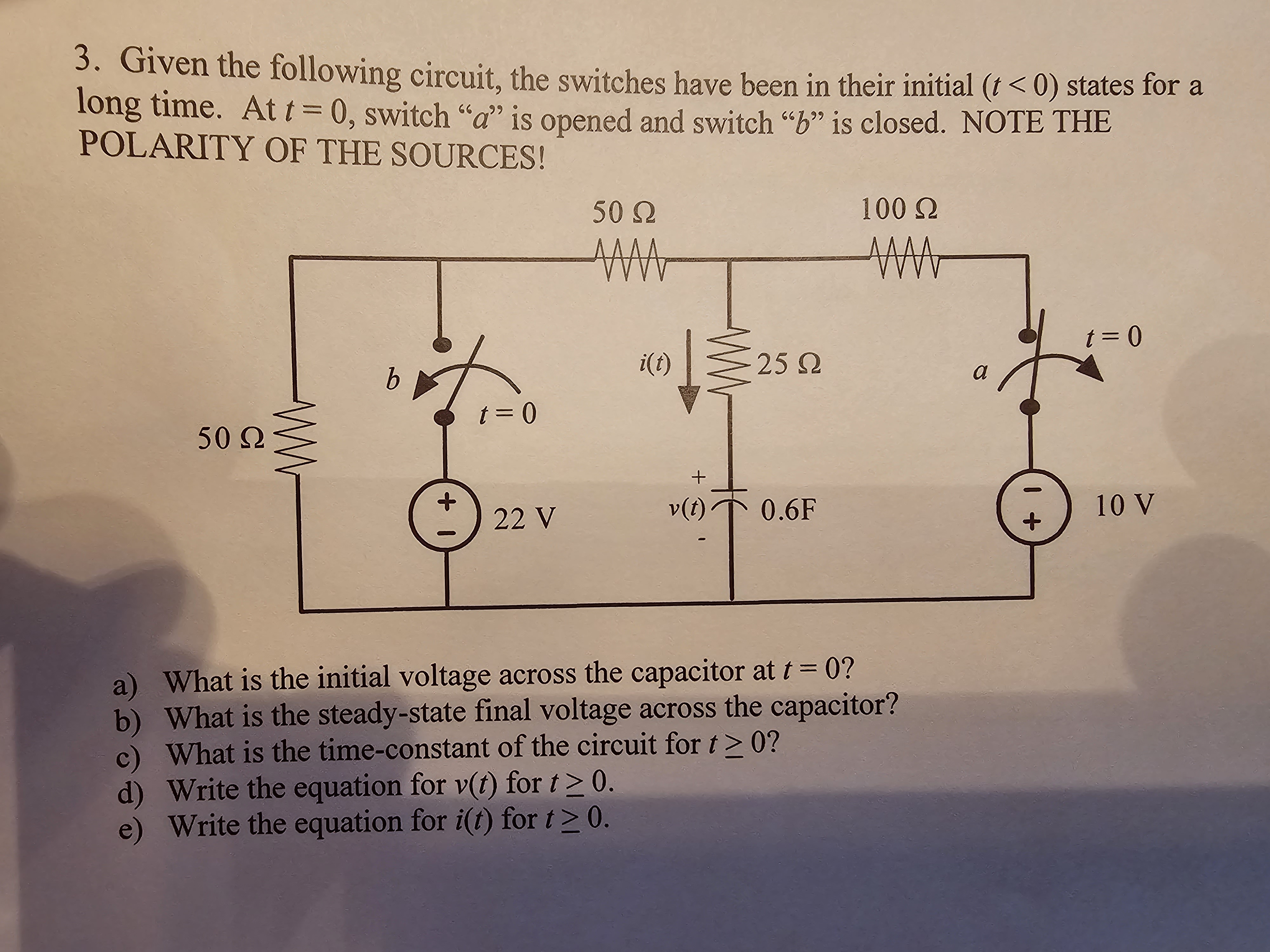 Solved Given the following circuit, the switches have been | Chegg.com