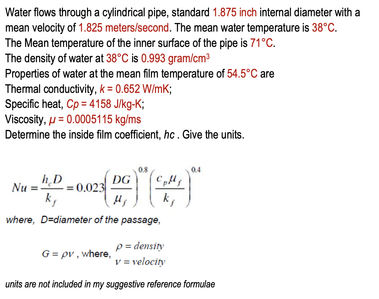 Solved Water flows through a cylindrical pipe, standard | Chegg.com
