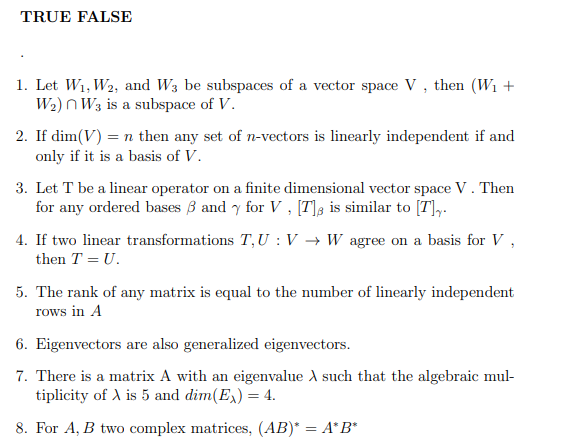 Solved 1. Let W1, W2, and W3 be subspaces of a vector space | Chegg.com