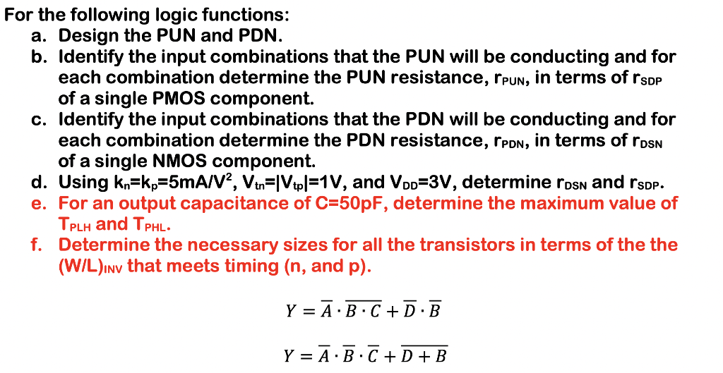 Solved For the following logic functions: a. Design the PUN | Chegg.com