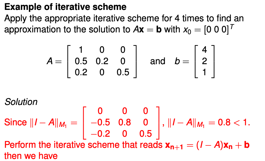 Solved Example of iterative scheme Apply the appropriate | Chegg.com