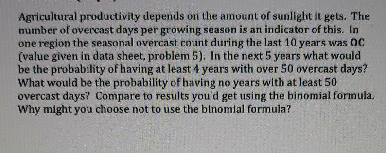 overcast days AI OC: 59, 59, 38, 34, 34, 56, 40, 31, | Chegg.com