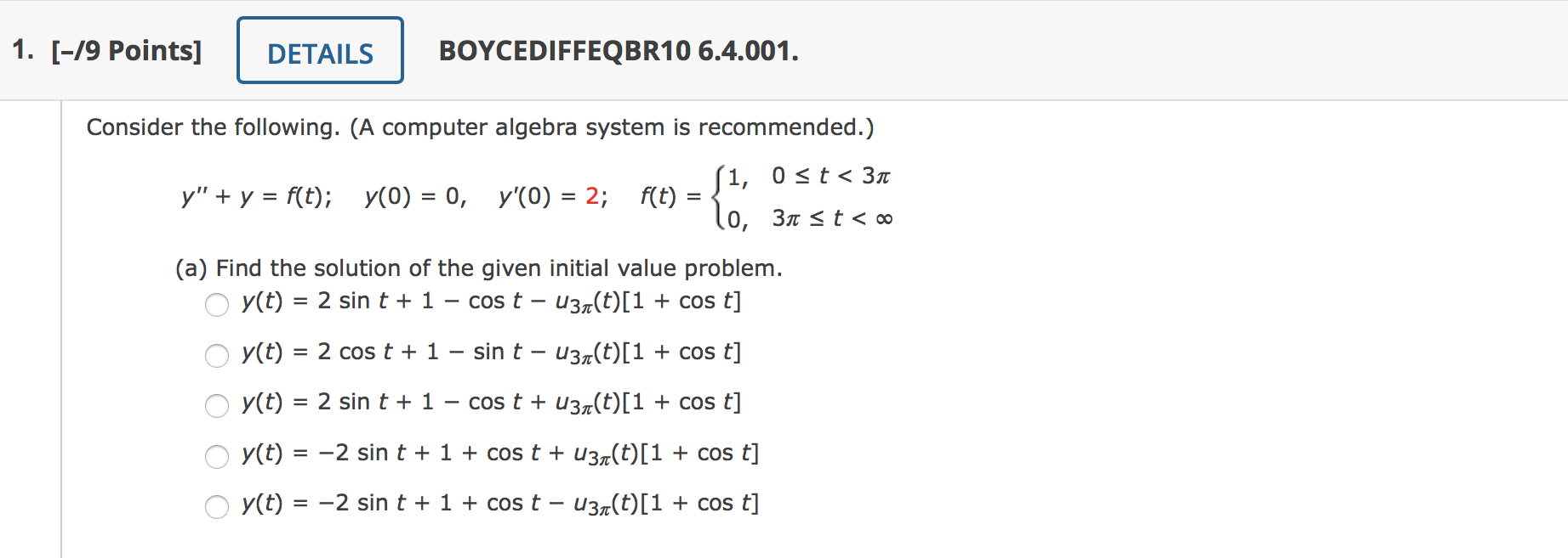 Solved 1. [-19 Points] DETAILS BOYCEDIFFEQBR10 6.4.001. = | Chegg.com