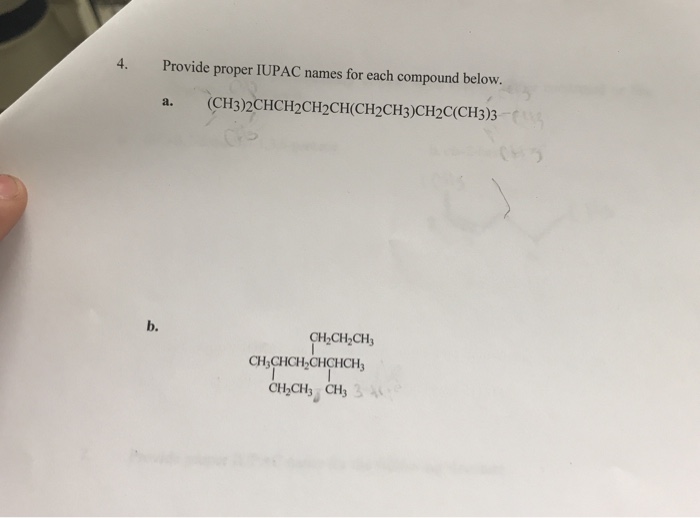 Solved Provide proper IUPAC names for each compound below. | Chegg.com