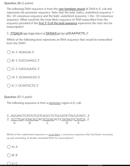 Solved Question 23 (2 points) The sequence below is from a | Chegg.com