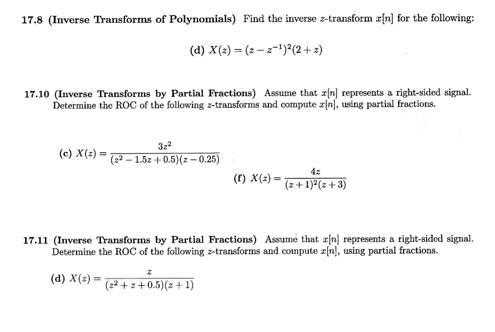 Solved 17.8 (Inverse Transforms of Polynomials) ﻿Find the | Chegg.com