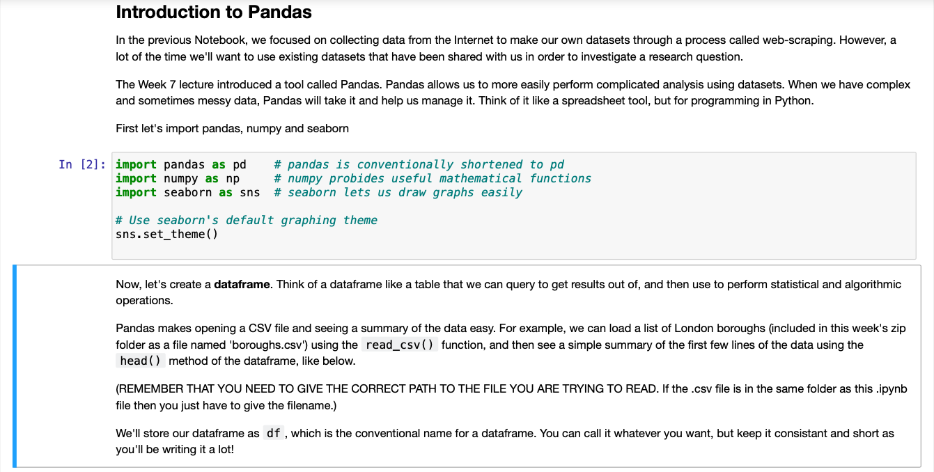 Solved Introduction to Pandas In the previous Notebook, we | Chegg.com