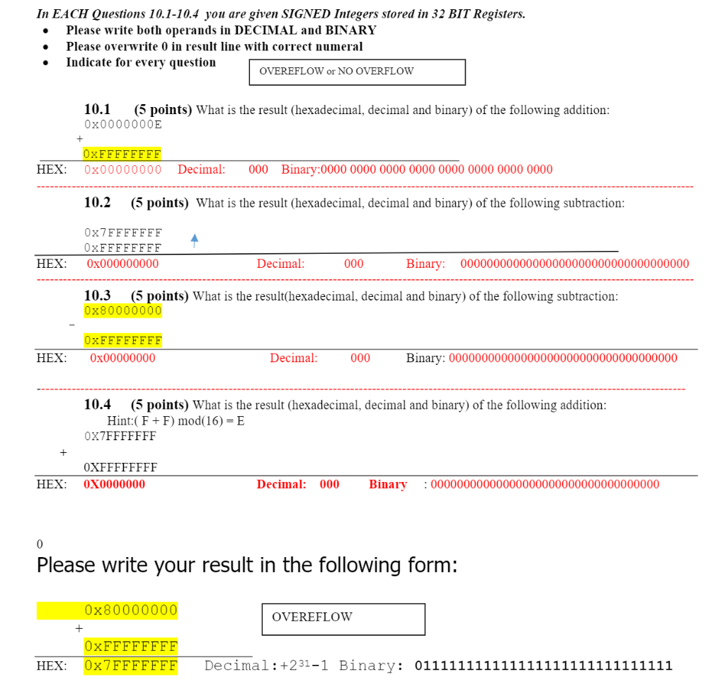 Solved In EACH Questions 10.1-10.4 you are given SIGNED | Chegg.com