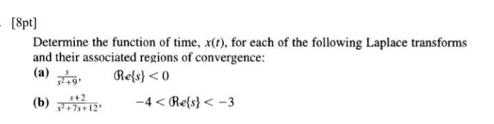Solved Determine the function of time, x(t), for each of the | Chegg.com