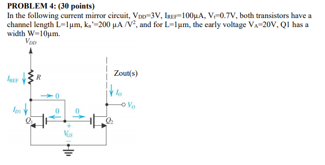 Solved (5) Derive an expression for the output impedance | Chegg.com