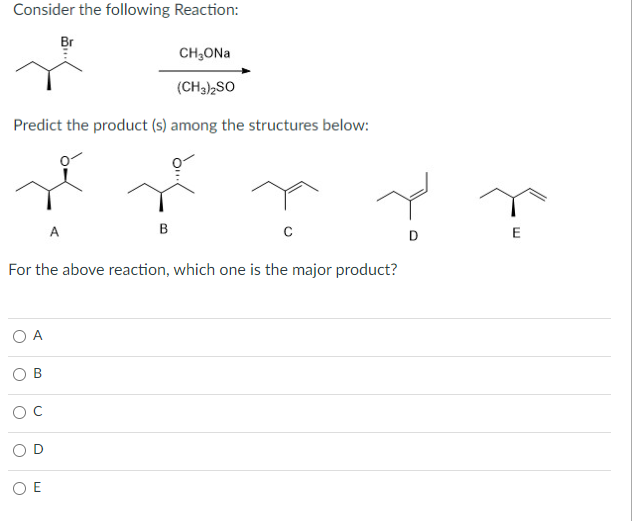 Solved Consider the following Reaction: Br CH3ONa (CH3)2SO | Chegg.com