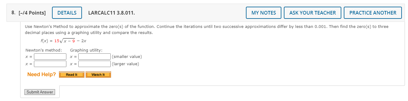 Solved 8. [-14 Points] DETAILS LARCALC11 3.8.011. MY NOTES | Chegg.com
