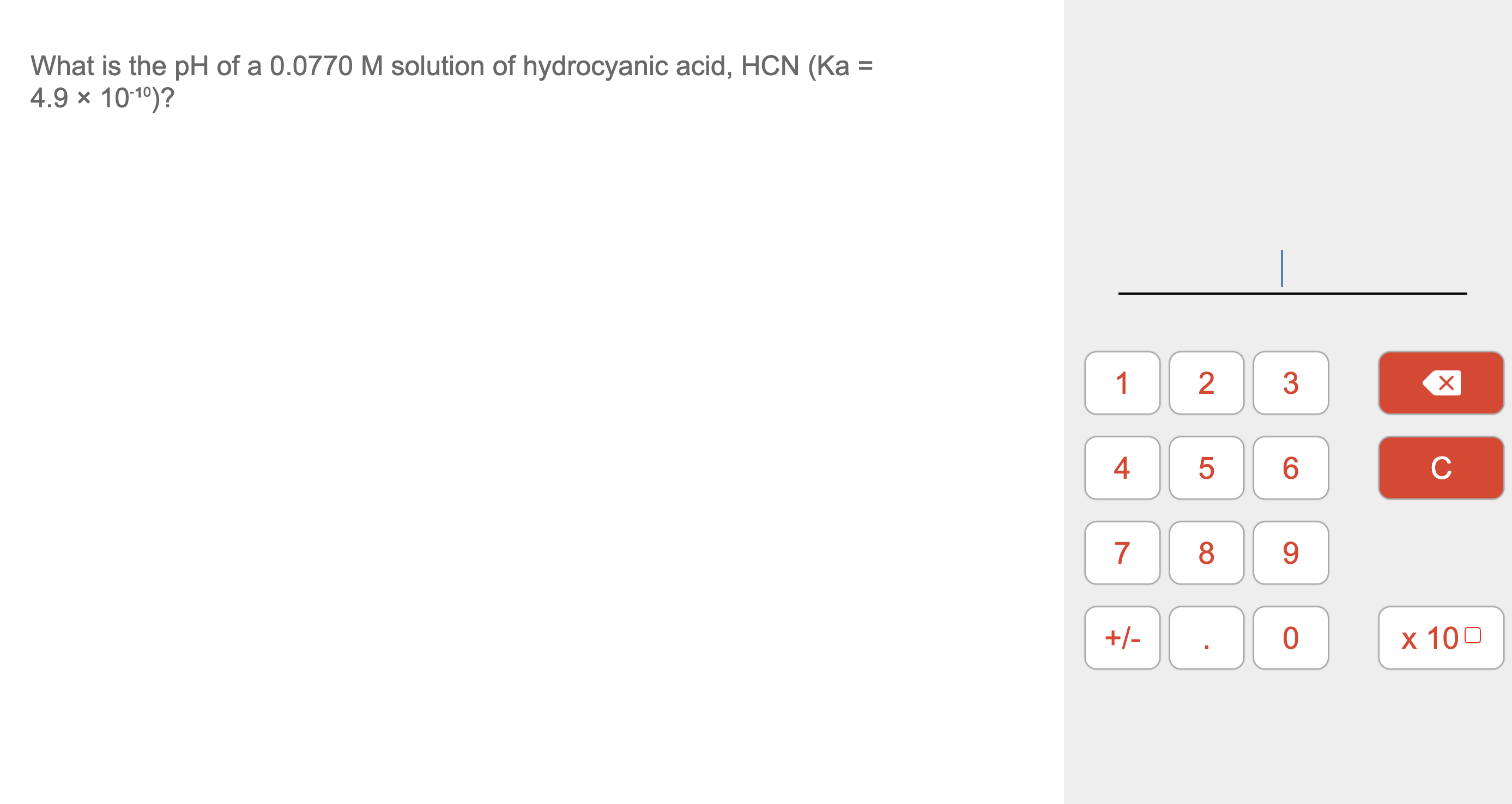 Solved What is the pH of a 0.0770M solution of hydrocyanic | Chegg.com