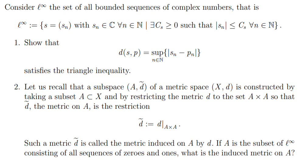 Solved Consider fº the set of all bounded sequences of | Chegg.com