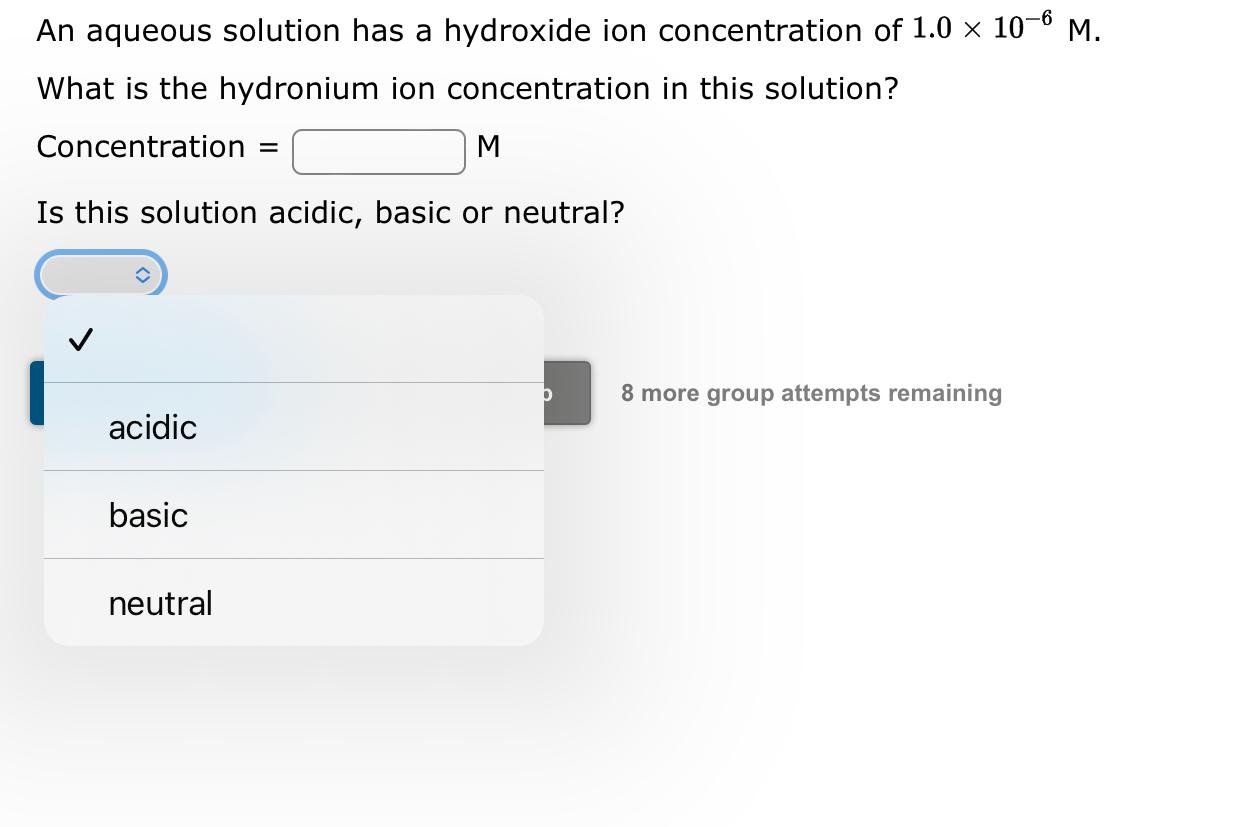 Solved An aqueous solution has a hydrogen ion concentration | Chegg.com