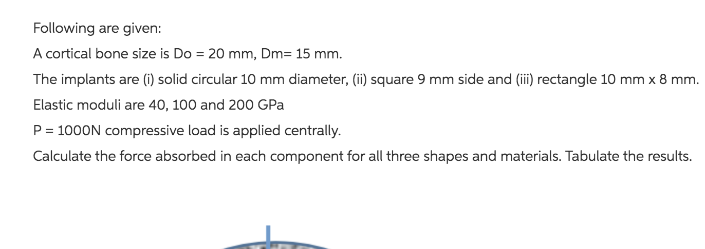 Following are given: A cortical bone size is Do = 20 | Chegg.com