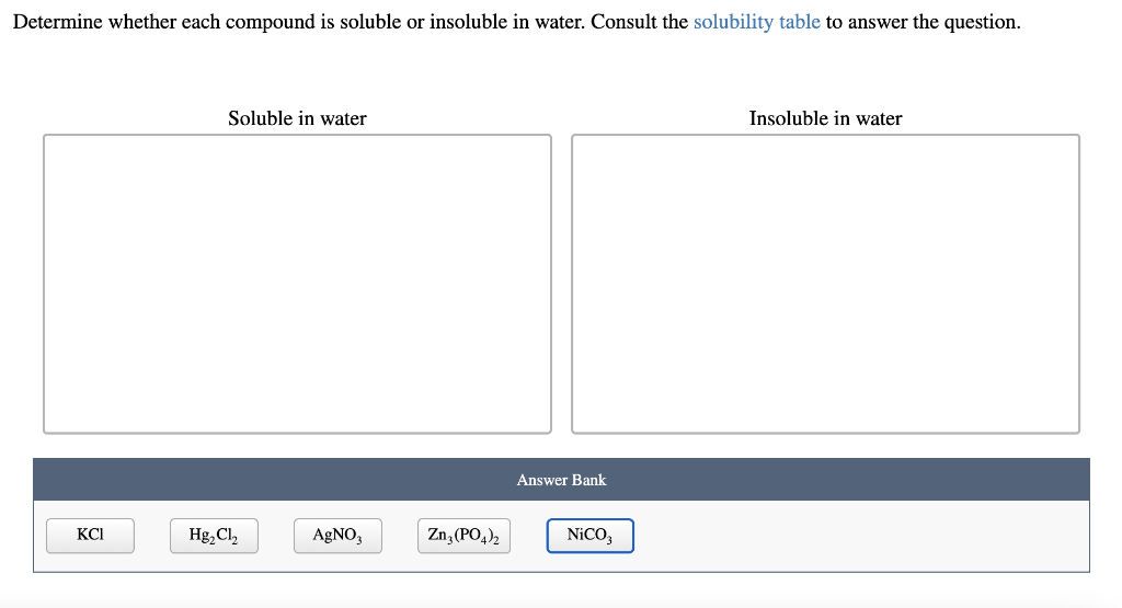 Solved Determine whether each compound is soluble or | Chegg.com