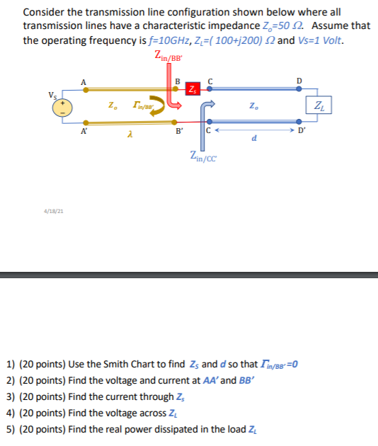 Consider the transmission line configuration shown | Chegg.com