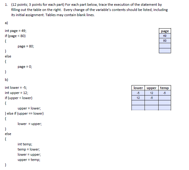 Solved 1. (12 points; 3 points for each part) For each part | Chegg.com