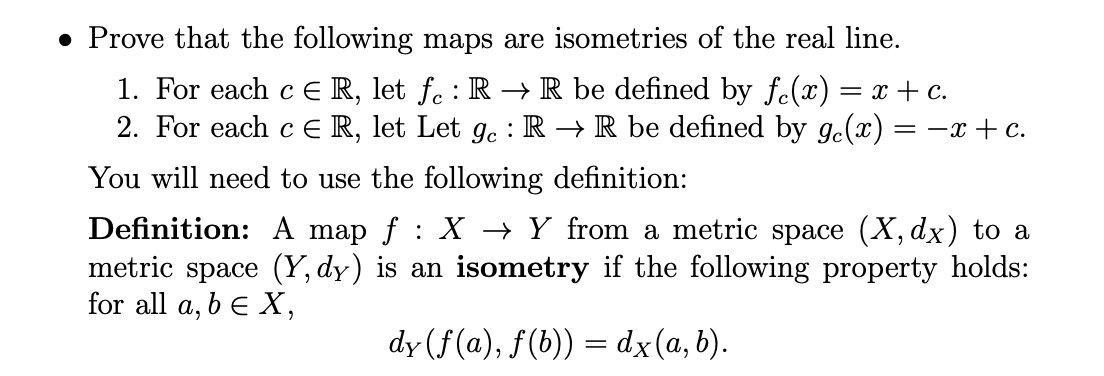 Solved Prove that the following maps are isometries of the | Chegg.com