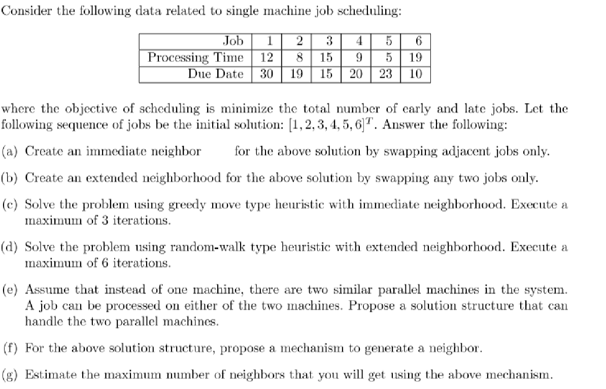 Consider the following data related to single machine | Chegg.com