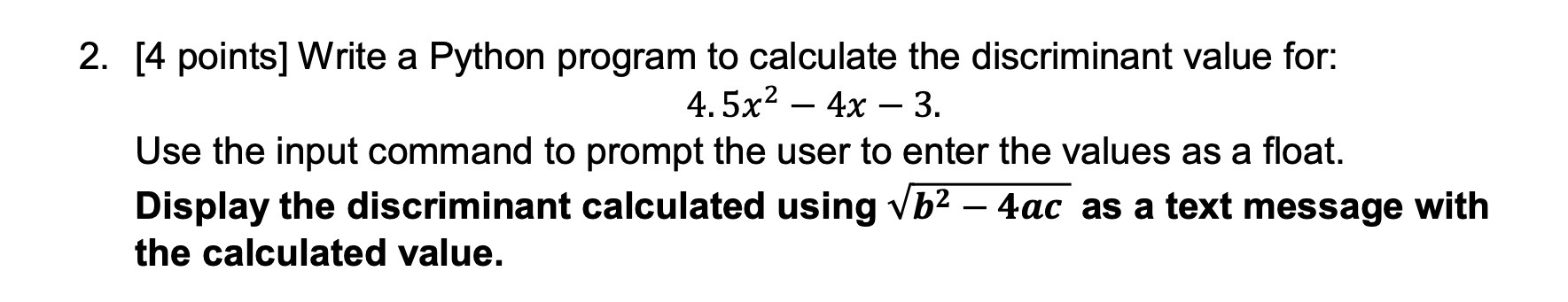 Solved 2 4 Points Write A Python Program To Calculate The 