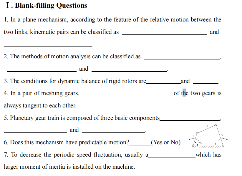 Solved 1. In a plane mechanism, according to the feature of | Chegg.com