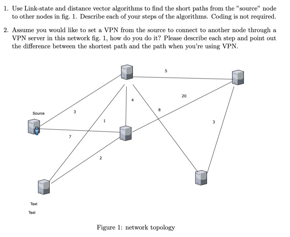 Solved 1. Use Link-state and distance vector algorithms to | Chegg.com