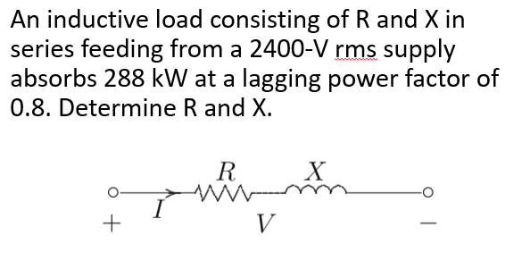 Solved An inductive load consisting of Rand X in series | Chegg.com