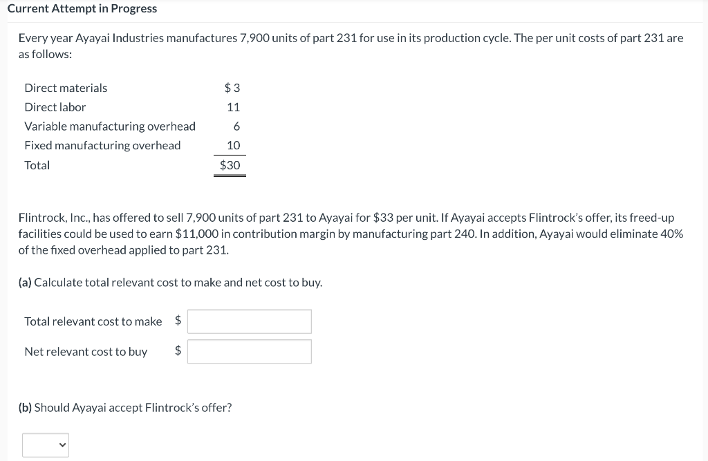 Solved Current Attempt in Progress Every year Ayayai | Chegg.com