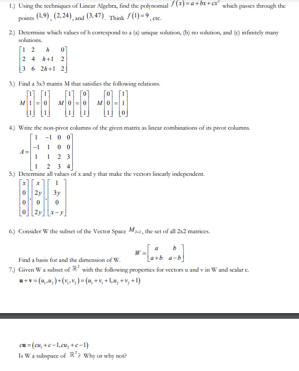 Solved 1.) Using the techniques of Linear Algebra, find the | Chegg.com