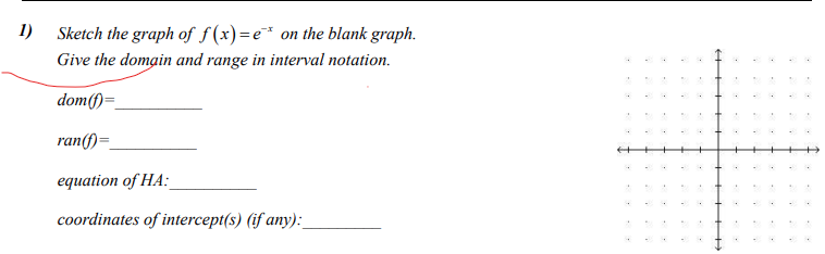 Solved Sketch the graph of f(x)=e−x on the blank graph. Give | Chegg.com