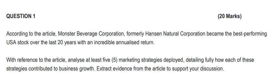Solved According to the article, Monster Beverage | Chegg.com