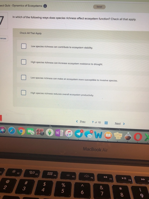 Solved ect Quiz -Dynamics of Ecosystems In which of the | Chegg.com