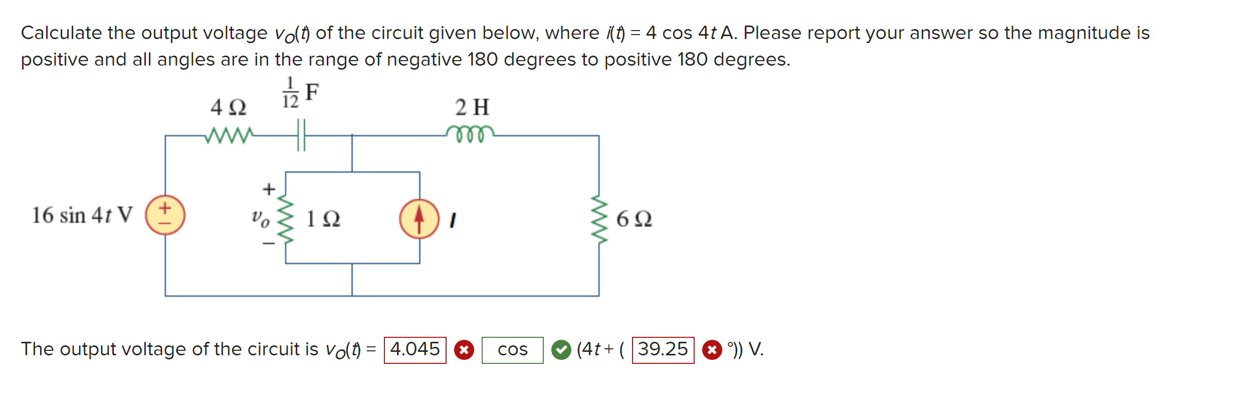 Solved Calculate the output voltage vO(t) of the circuit | Chegg.com