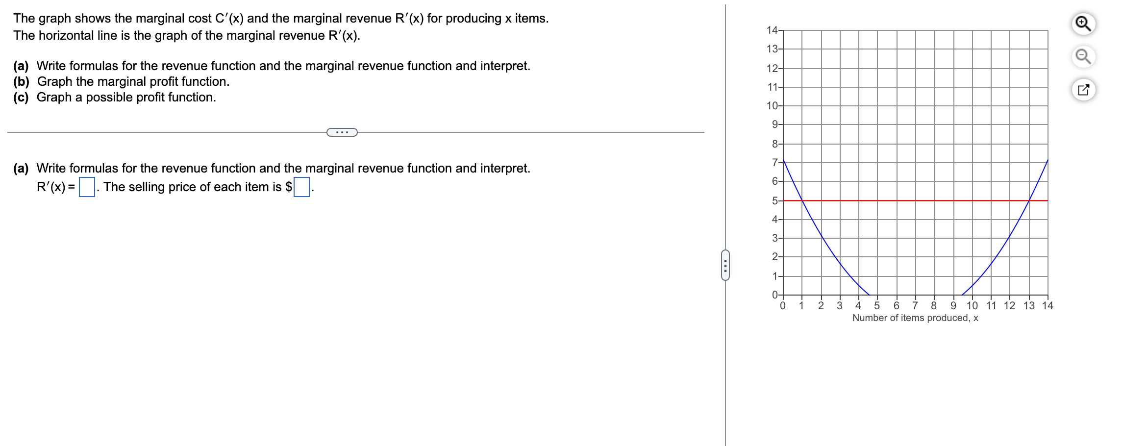 Solved The graph shows the marginal cost C'(x) and the | Chegg.com