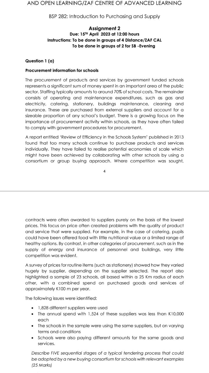 Solved AND OPEN LEARNING/ZAF CENTRE OF ADVANCED LEARNING BSP | Chegg.com